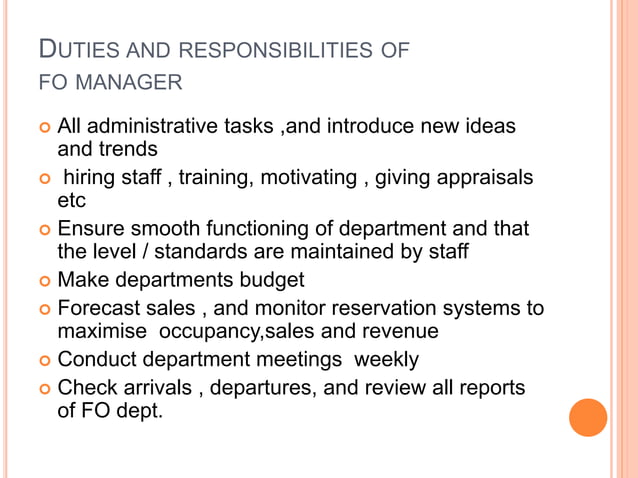 Hotel Front Office Department hierarchy , functions | PPTX | Hotels and ...