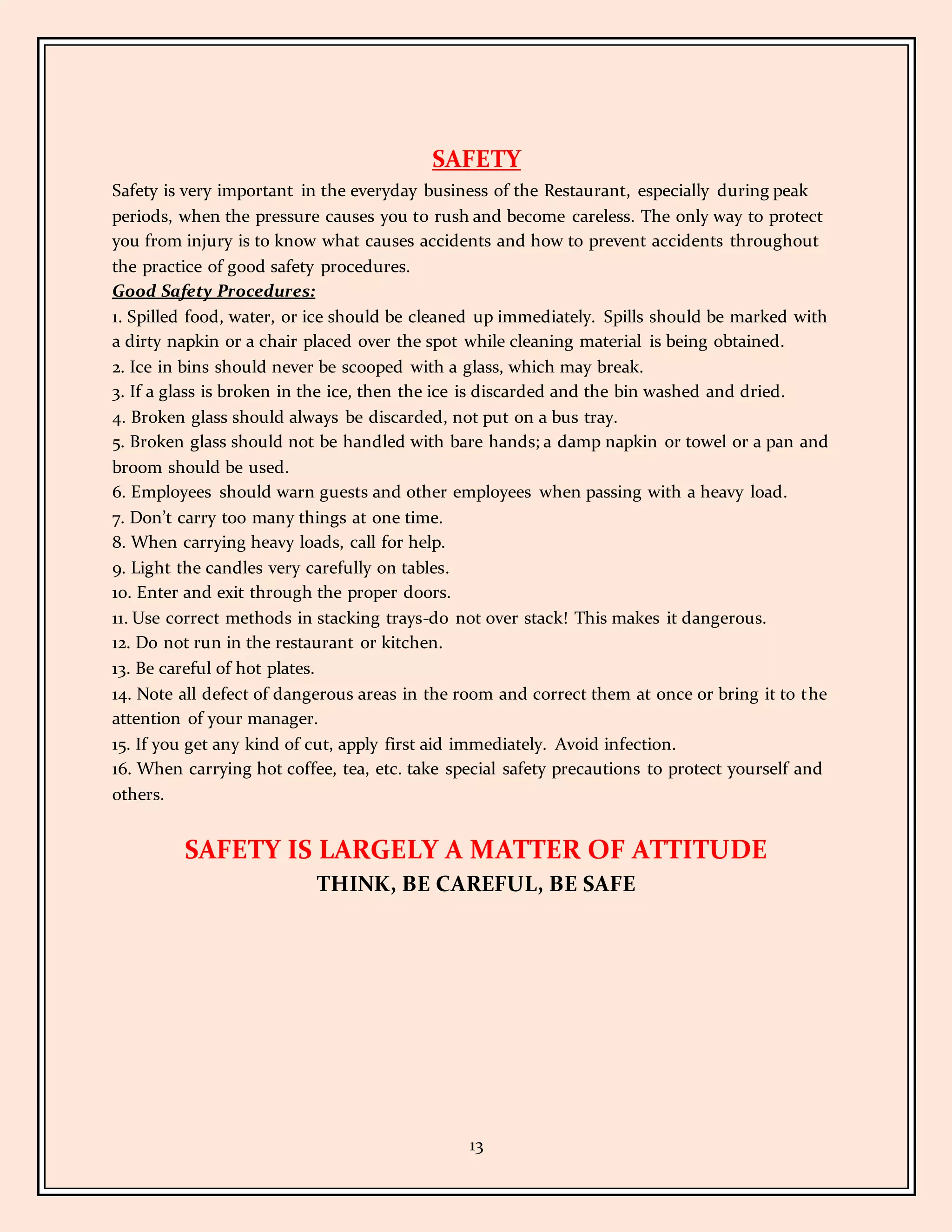 Foh staff training | DOCX