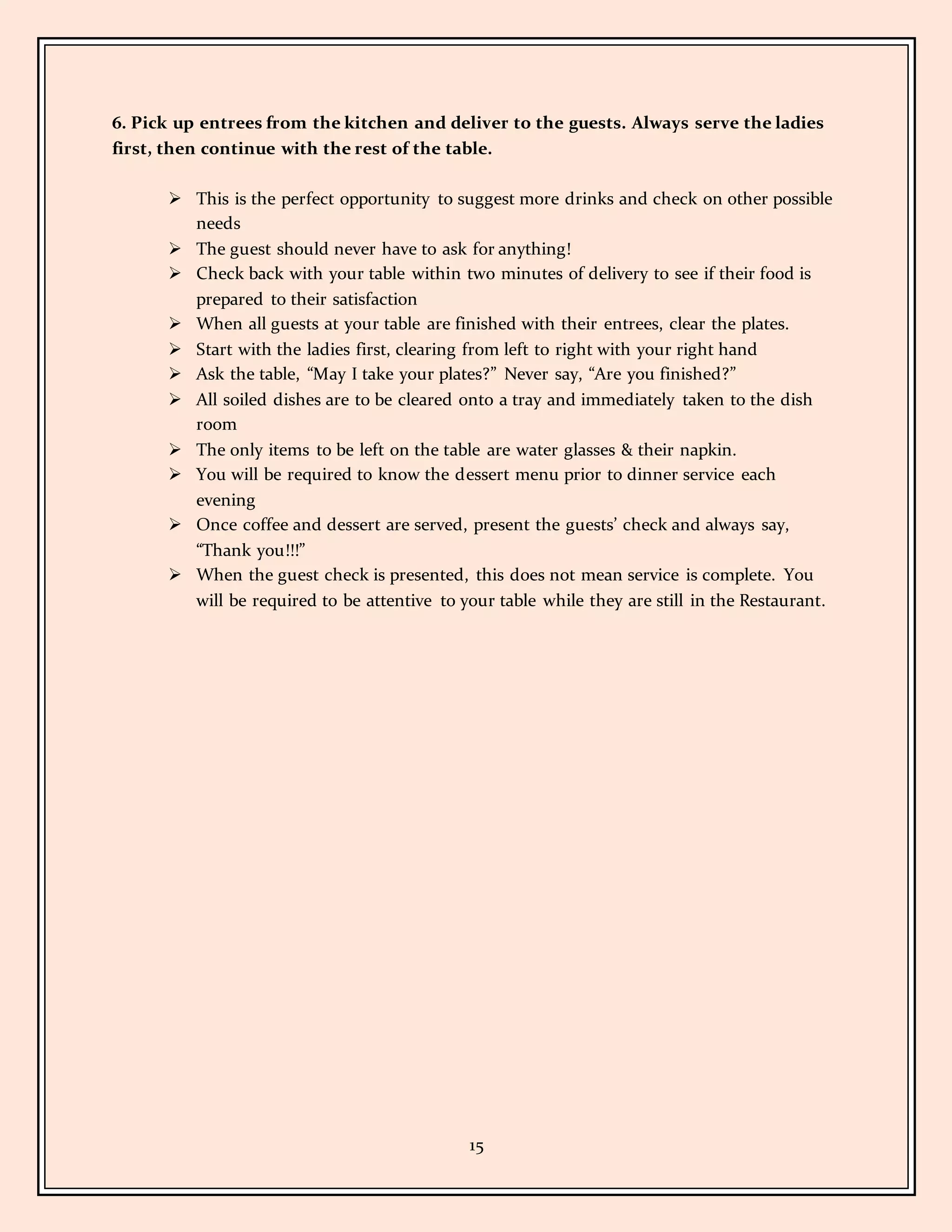 Foh staff training | DOCX