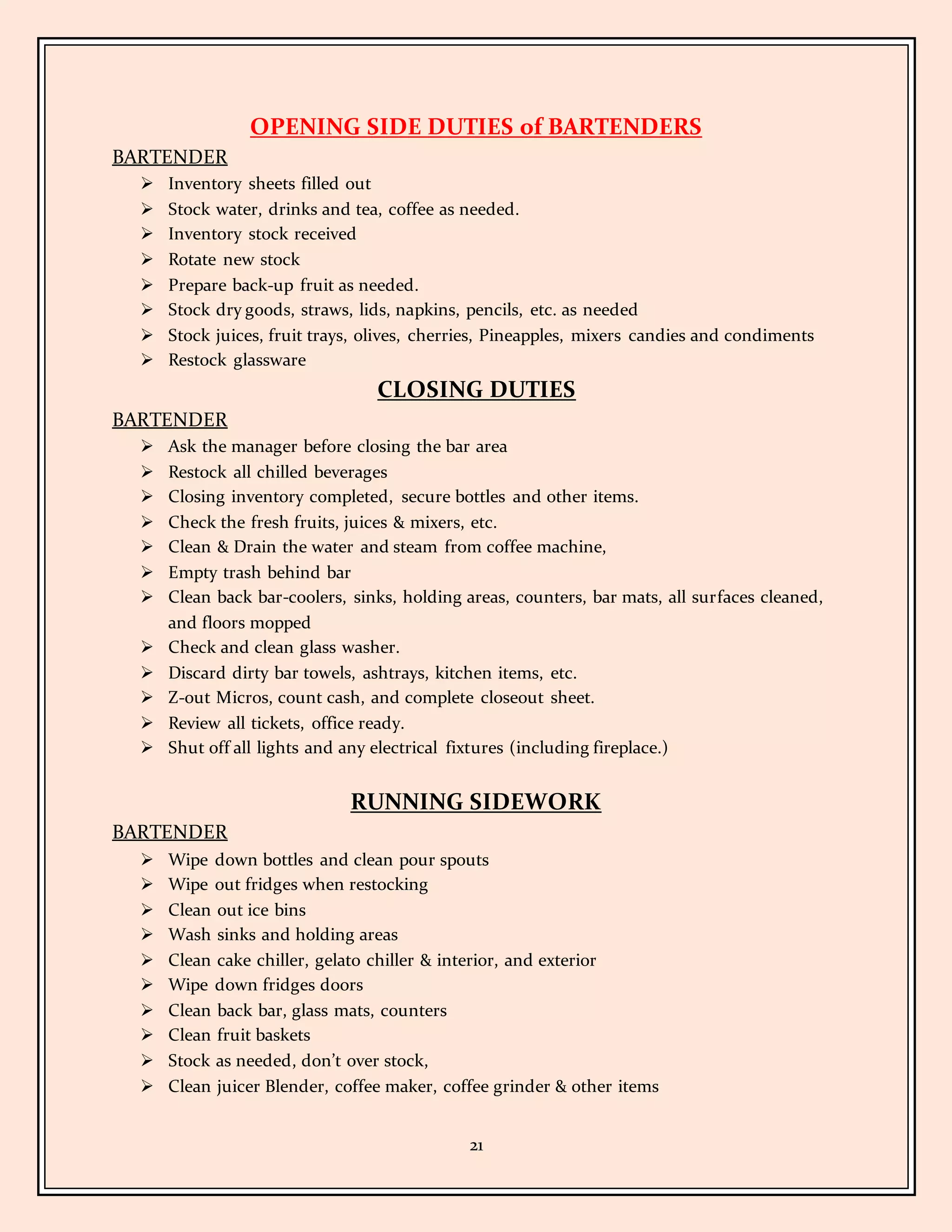 Foh staff training | DOCX