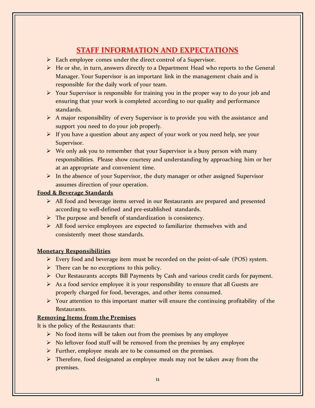 Foh staff training | DOCX | Bars & Restaurants | Attractions