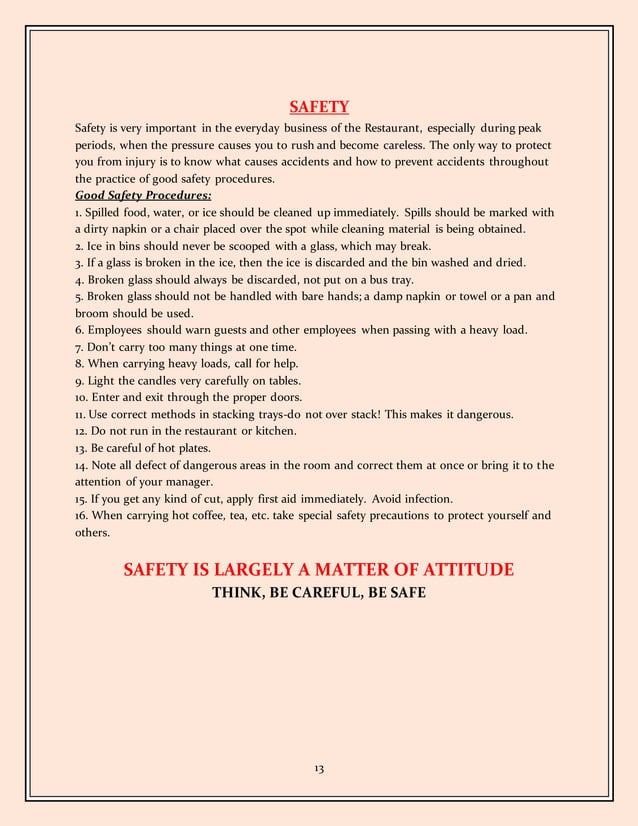 Foh staff training | DOCX | Bars & Restaurants | Attractions