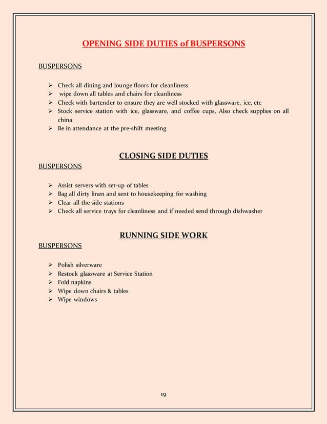 Foh staff training | DOCX | Bars & Restaurants | Attractions