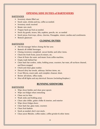 Foh staff training | DOCX