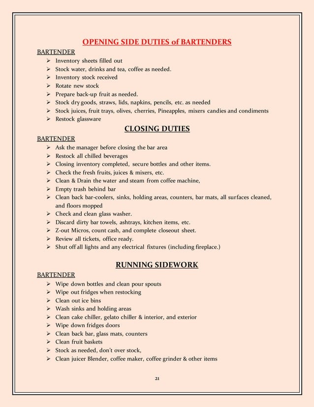 Foh staff training | DOCX | Bars & Restaurants | Attractions