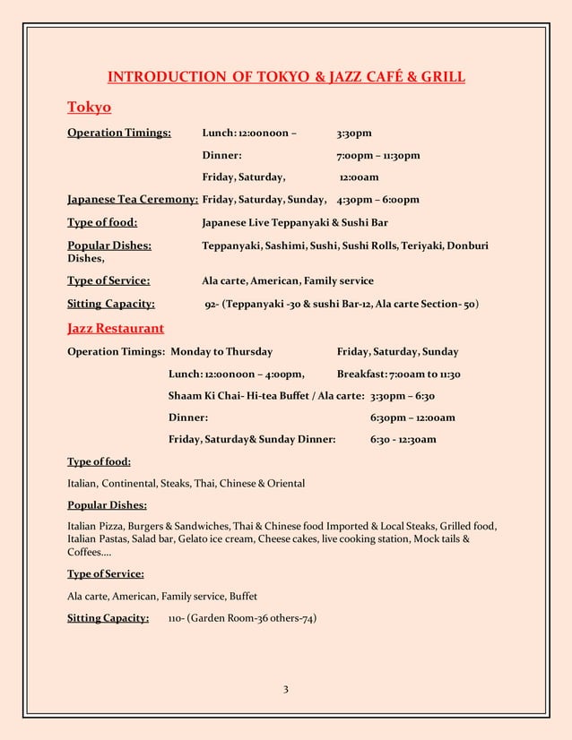 Foh staff training | DOCX | Bars & Restaurants | Attractions