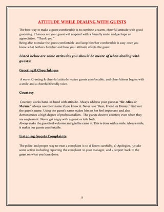 Foh staff training | DOCX