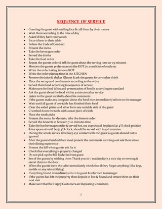 Foh staff training | DOCX