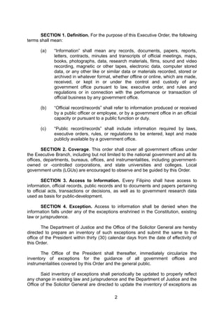 FOI Executive Order (Freedom of Information) | DOC