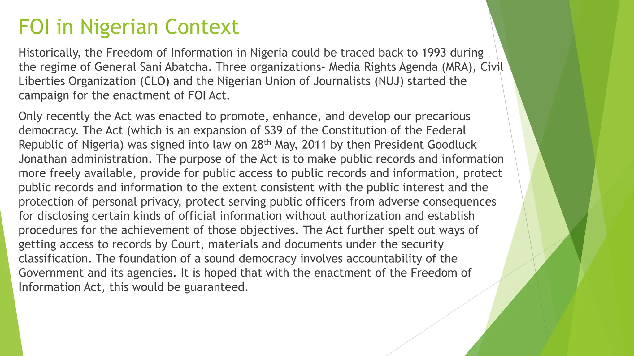 FOI ACT Presentation Zanna mustapha. pptx | PPT