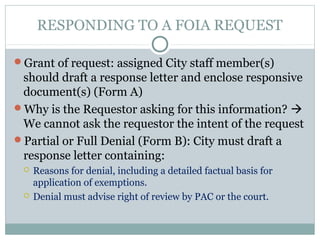 FOIA Training for City of Evanston Staff | PPT | Legal Services Industry | Industries