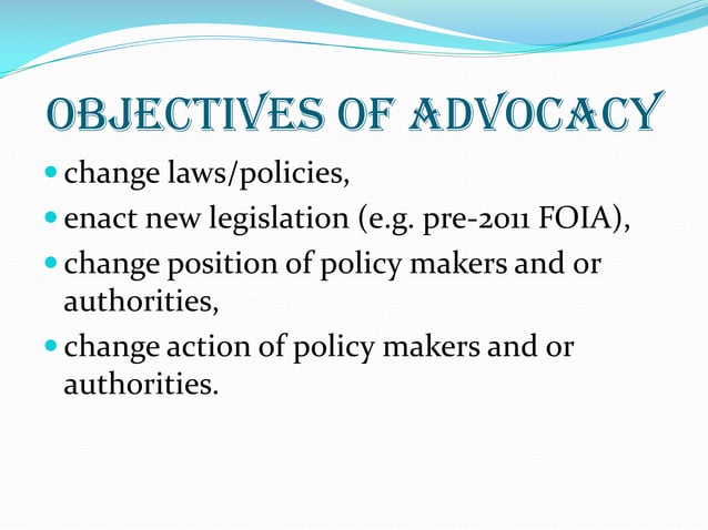 Essential Elements of Advocacy | PPTX | Government Support and Welfare ...