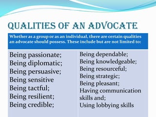 Essential Elements of Advocacy | PPTX