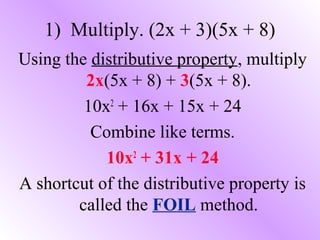 multiplicació polinomis amb FOIL | PPT