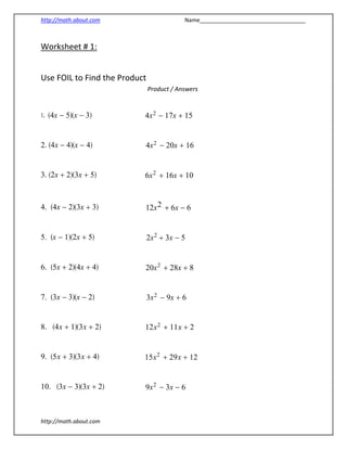 Foil worksheets | PDF