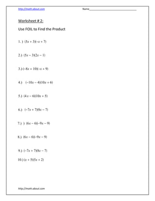 Foil worksheets | PDF