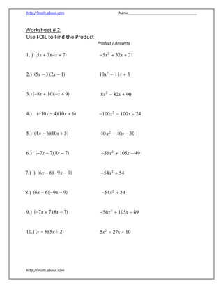 Foil worksheets | PDF