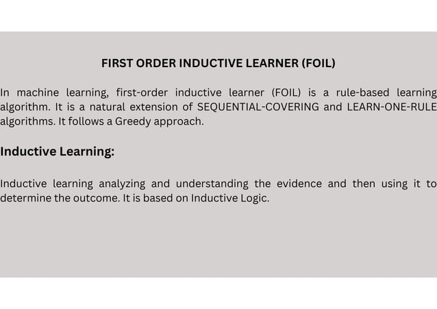 FOIL First orderInductive learning in AI | PDF