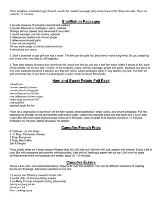Foil packet meals etc | PDF