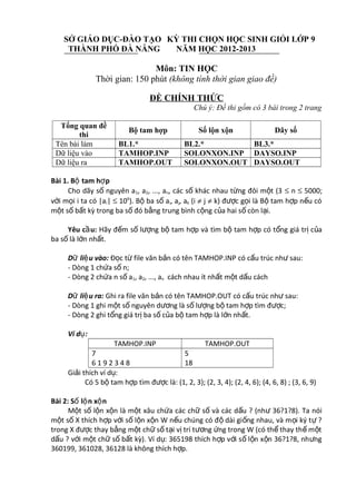 Chọn HSG lớp 9 - Đà Nẵng NH 2012 2013 | PDF