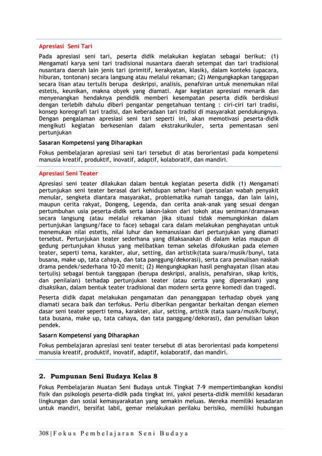 Fokus pembelajaran seni budaya | PDF