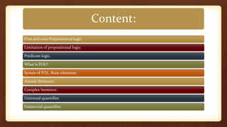 First Order Logic | PPTX | Programming Languages | Computing