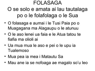 Folafolaga O Sua - Aganuu, Suataute, Faaloaloaga | PPT