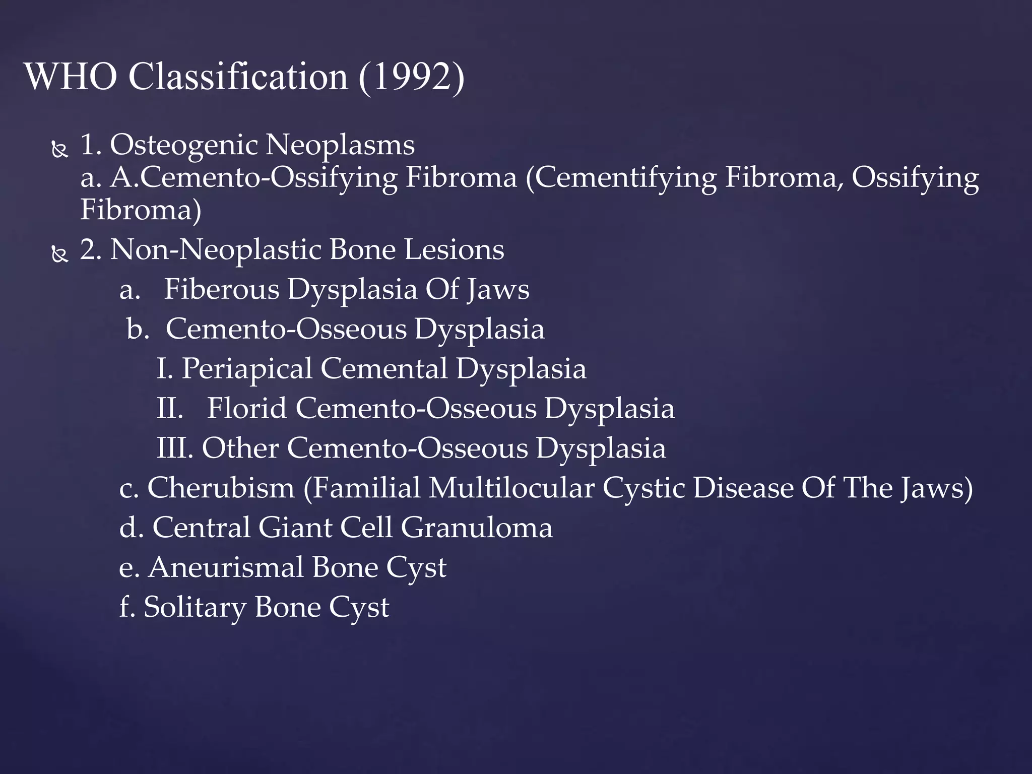 Fibro osseous lesions .pptx | Dental Health | Diseases and Conditions