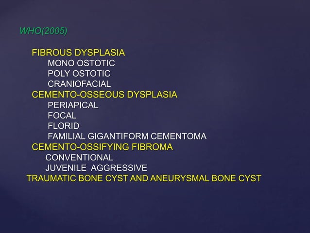 Fibro osseous lesions .pptx | Dental Health | Diseases and Conditions