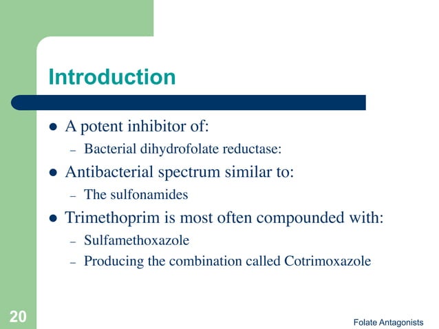 Folate antagonists- Sulfonamides and Trimethoprim | PPT