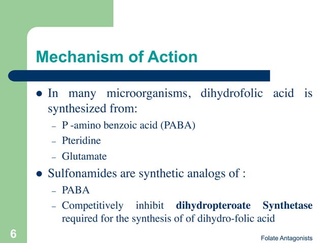 Folate antagonists- Sulfonamides and Trimethoprim | PPT