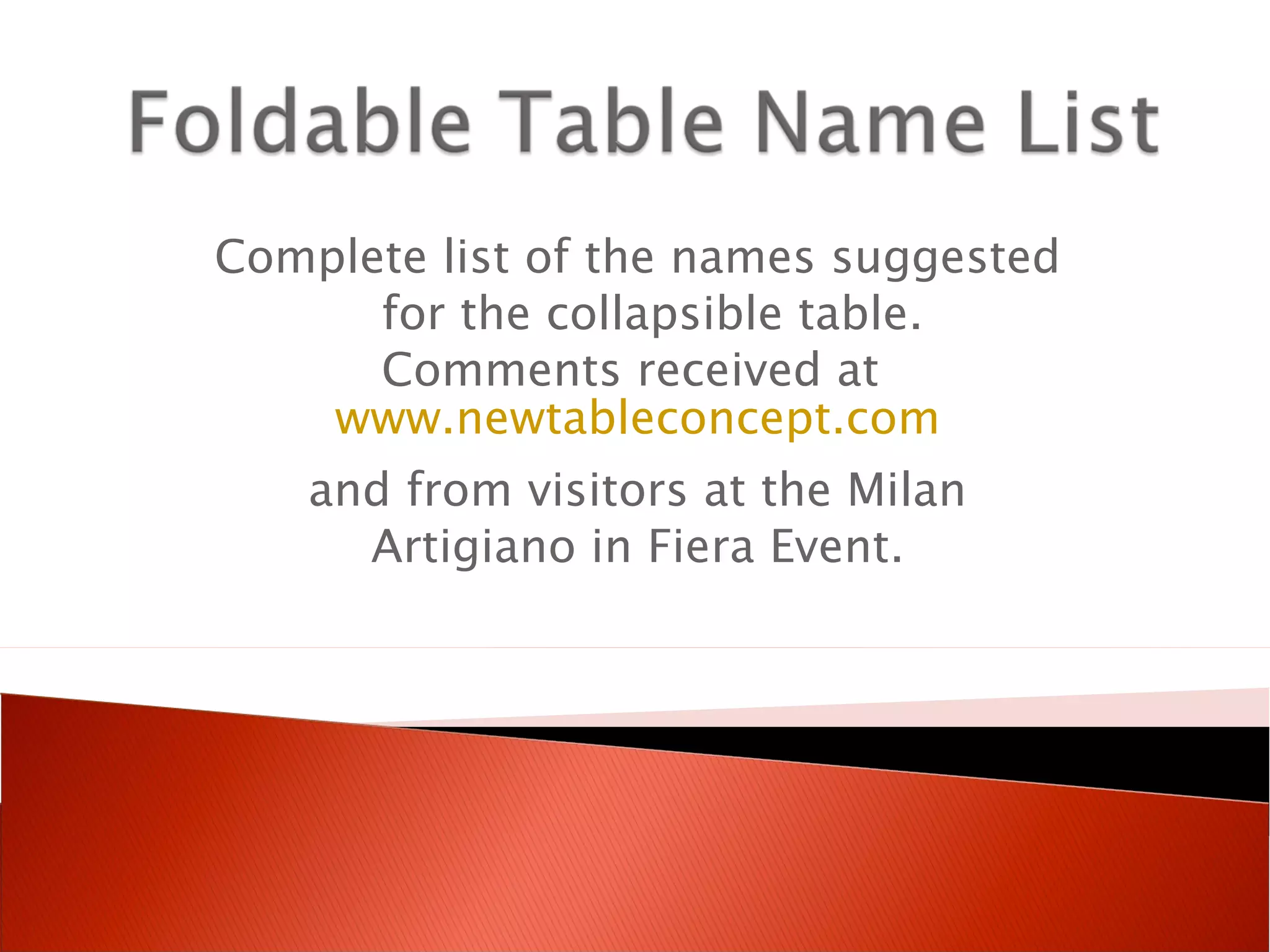 Foldable Table Name List | PPT