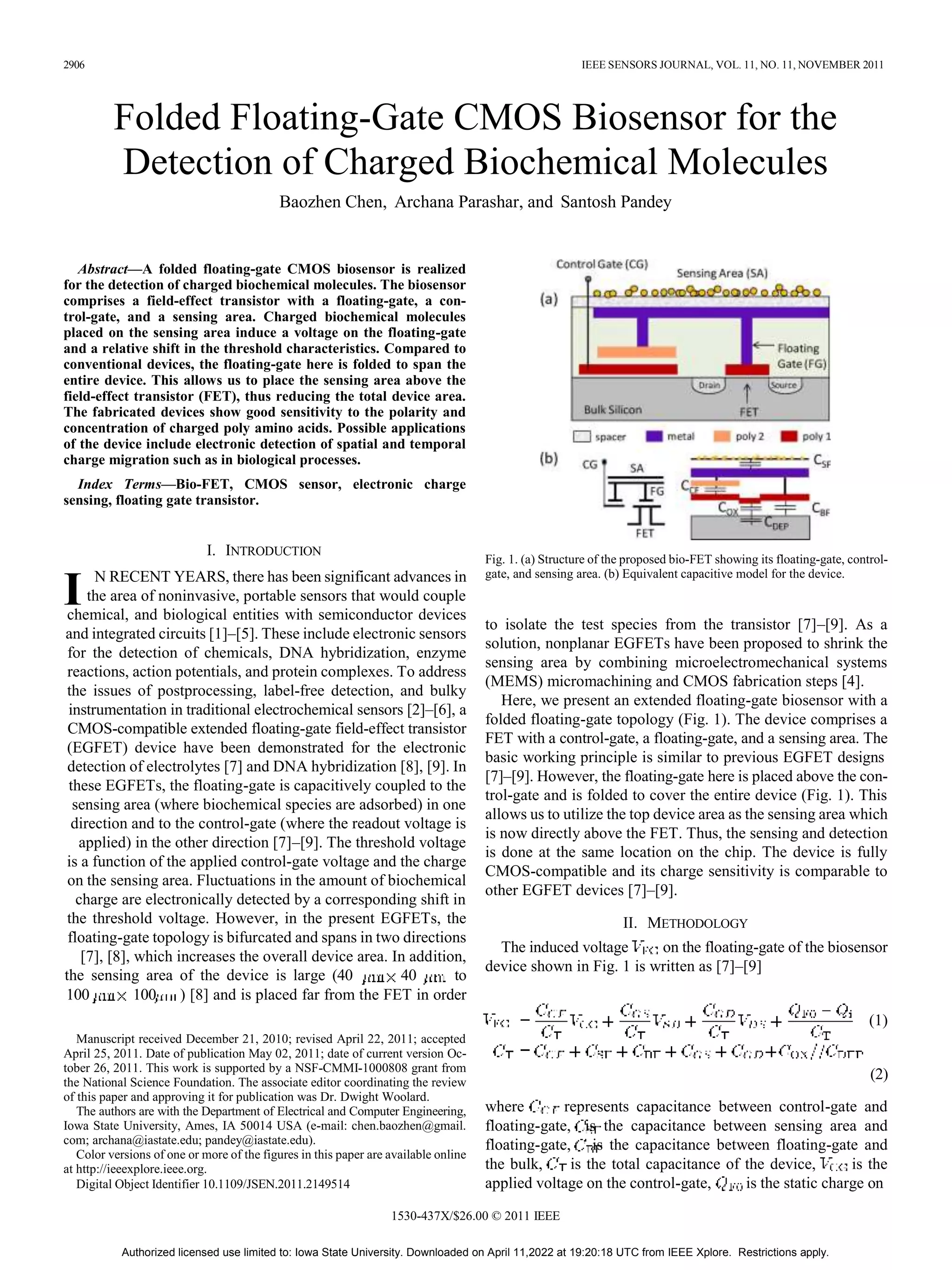 Folded Floating Gate CMOS Biosensor for Nano Charge Sensing | DOCX