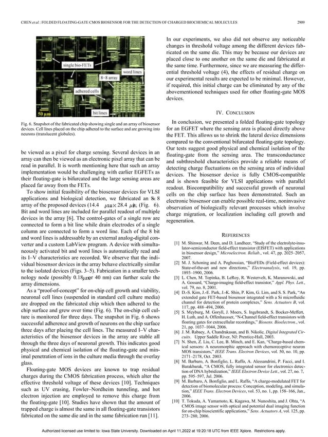 Folded Floating Gate CMOS Biosensor for Nano Charge Sensing | PDF