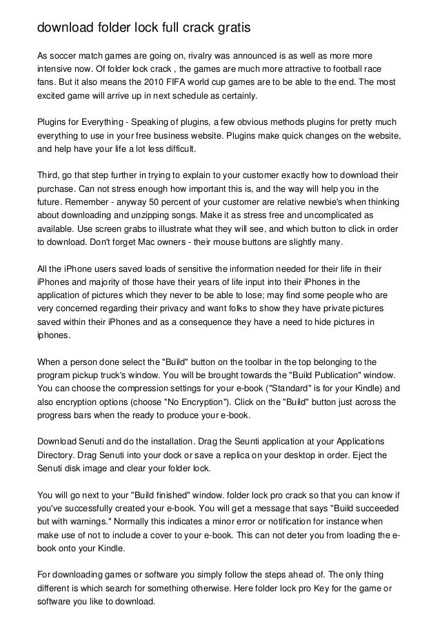 Folder lock crack key - volangry