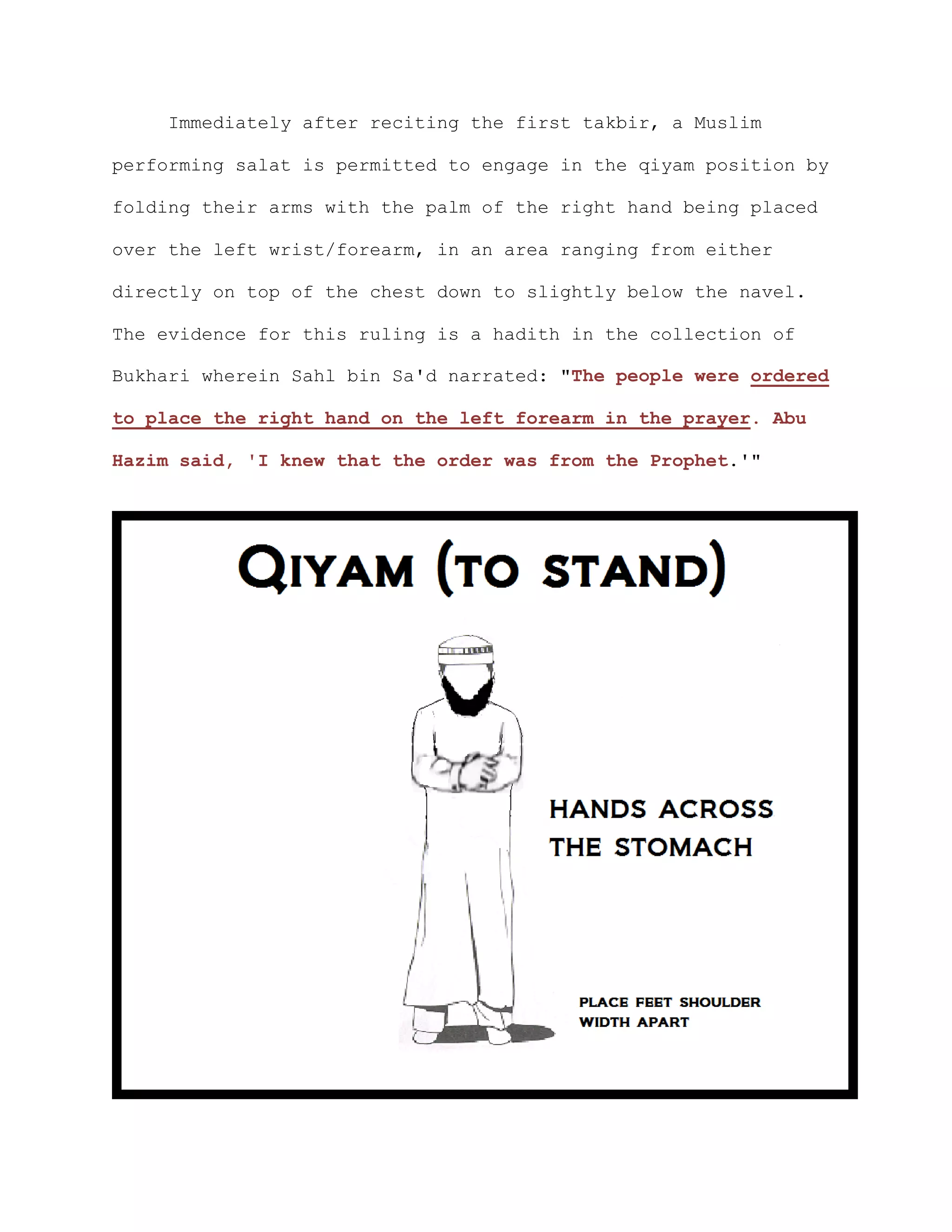 Folding arms while standing in salat www.scmuslim.com