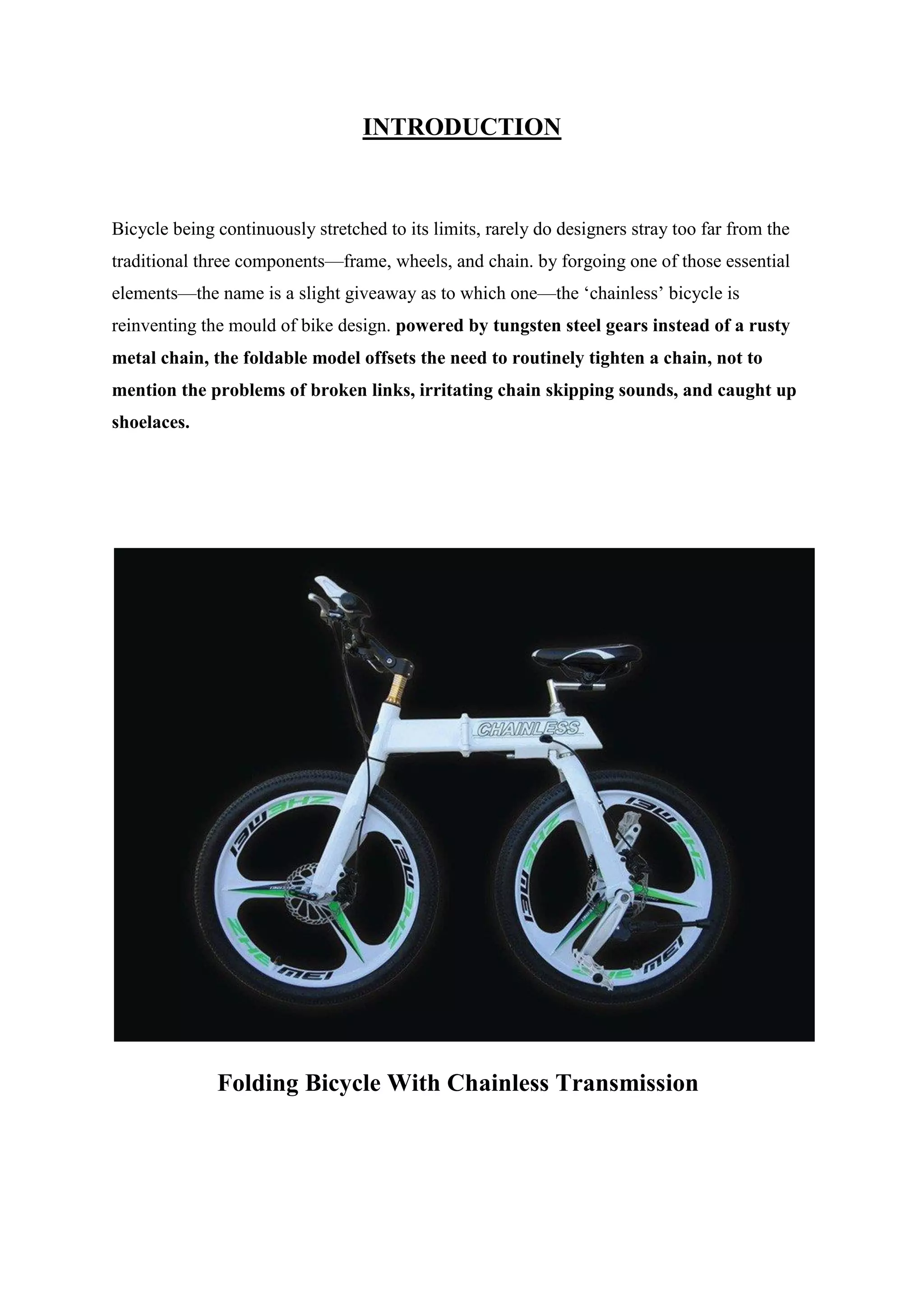 Folding cycle with chainless transmission | PDF
