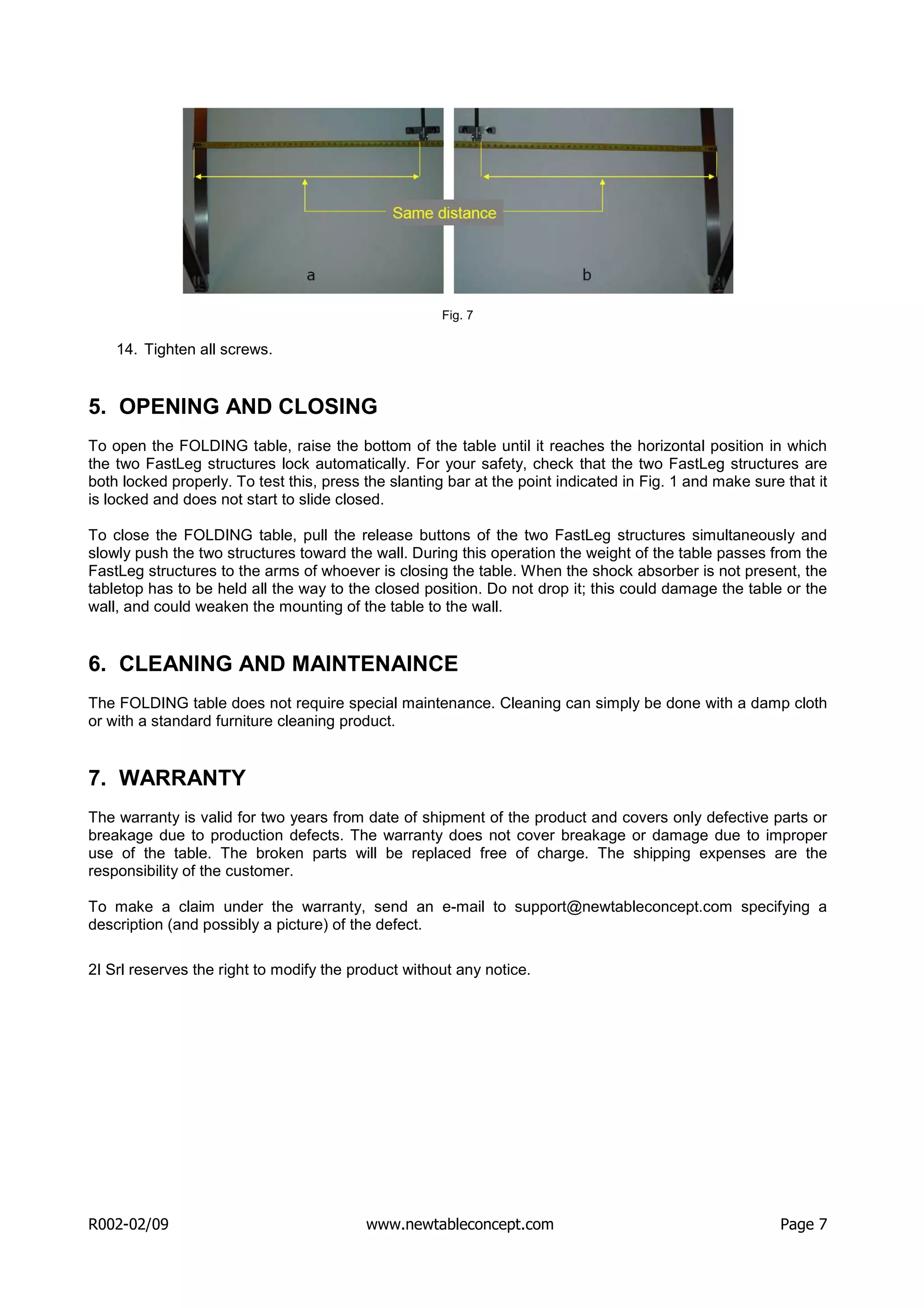 Folding Table - User Manual rev. 02 | PDF