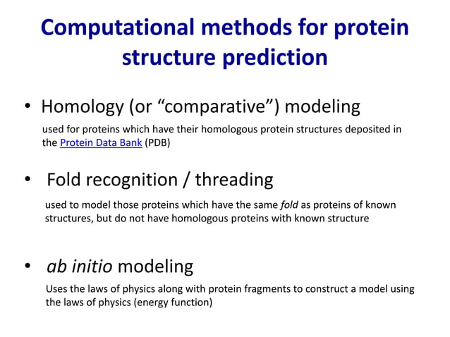 Protein fold recognition and ab_initio modeling | PPTX