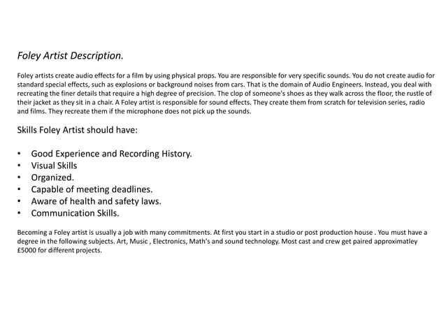 Foley artist | PPT