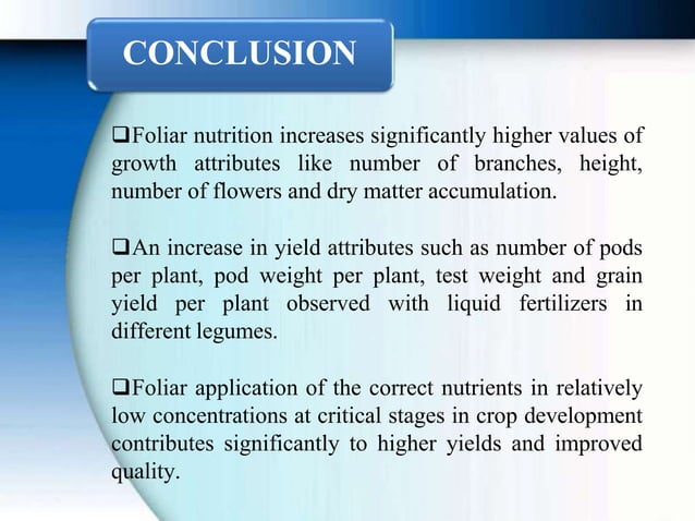 Foliar Application Nutrients To Plant Pptx