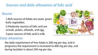 Folic acid(vitamin B9) biochemistry topic | PPTX