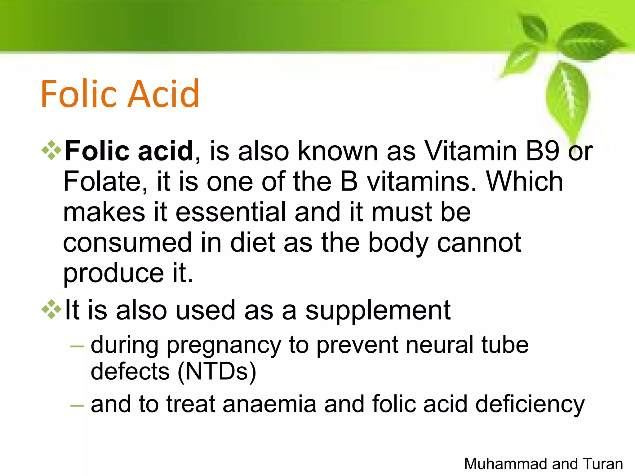 Folic acid and derivatives | PDF