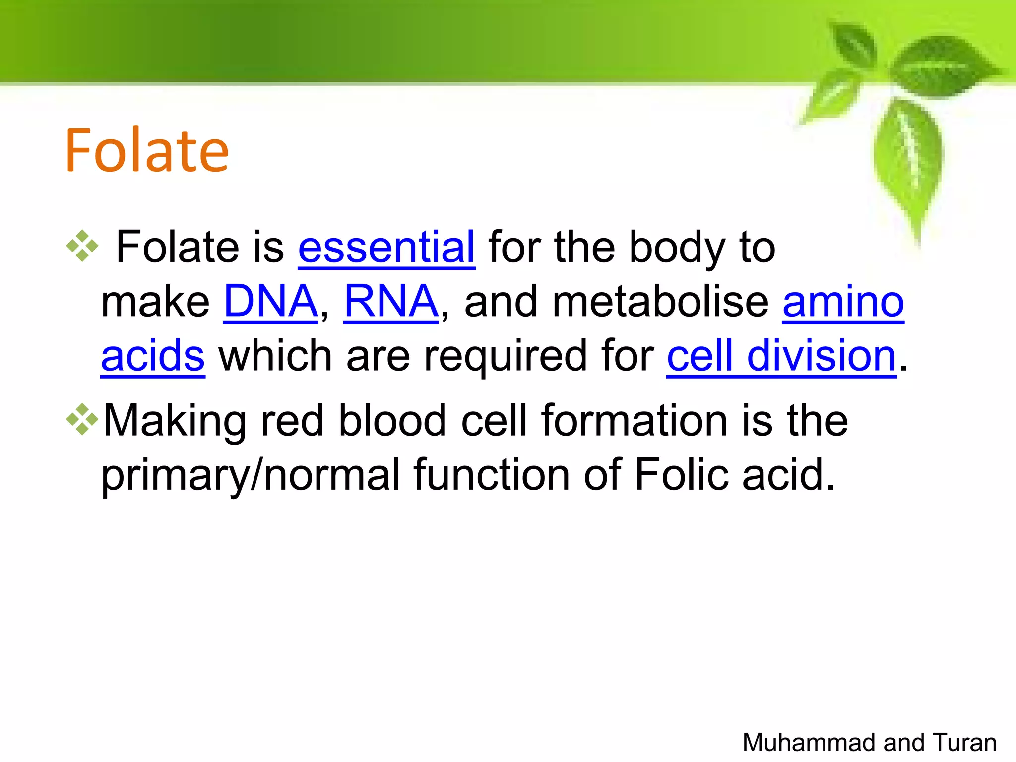 Folic acid and derivatives | PDF