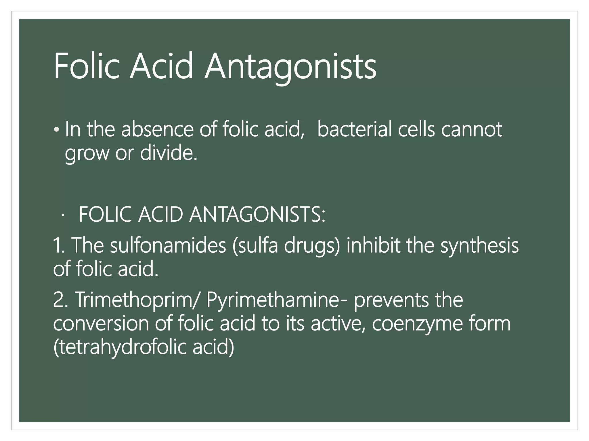 Folic acid synthesis inhibitors | PPTX