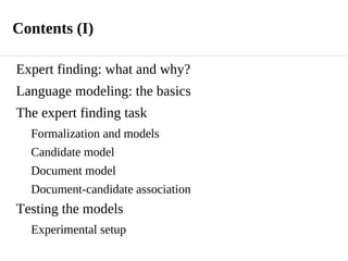 A language modeling framework for expert finding | PPT