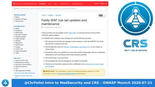 Introduction to ModSecurity and the OWASP Core Rule Set | PPT