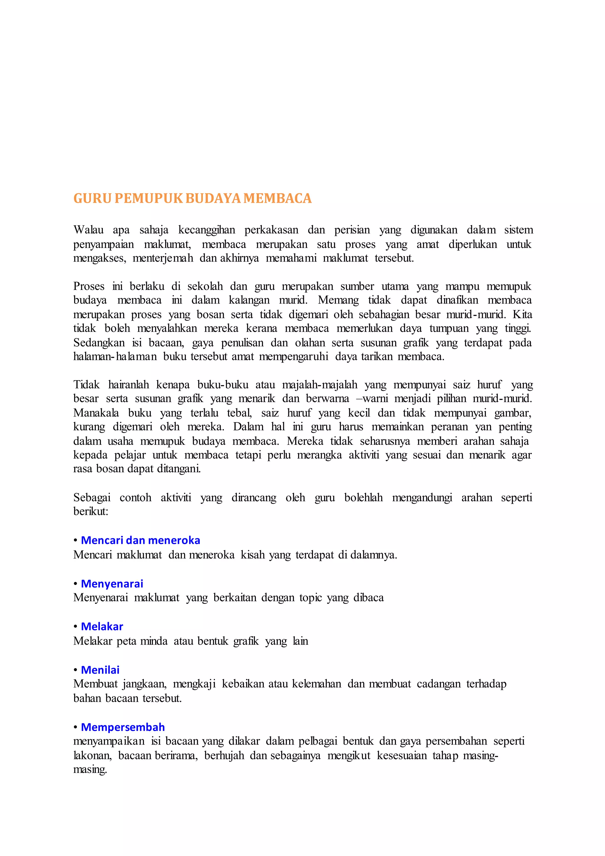 Folio Budaya Membaca | DOCX