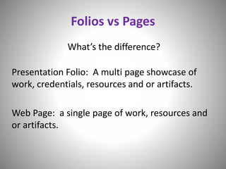 Creating a folio/webpage | PPTX