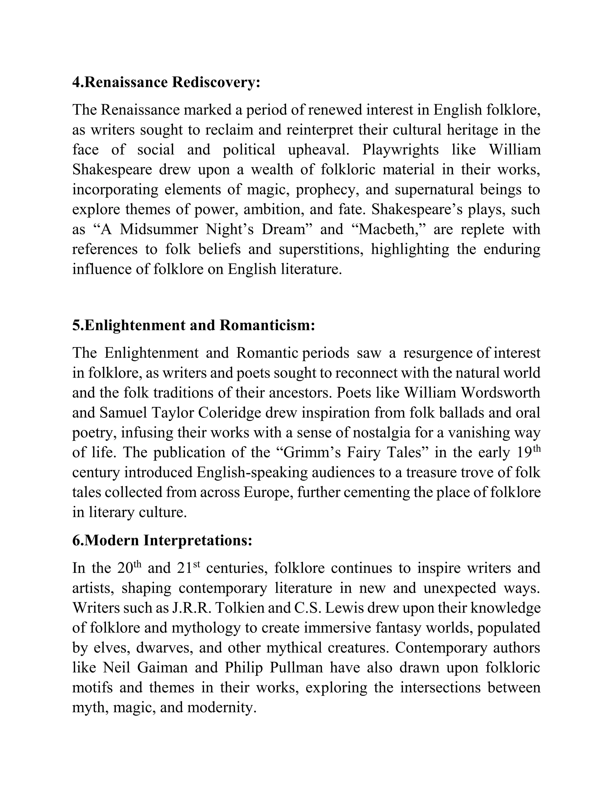 Folklore in English literature. RESEARCH/Dissertation | PDF